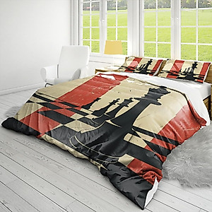 Aimery Chess Duvet Cover and Comforter Set – Artistic and Strategic Chess Piece Design, Premium Microfiber Bedding for a Thoughtful and Unique Bedroom Decor (King (104"x90"),05)