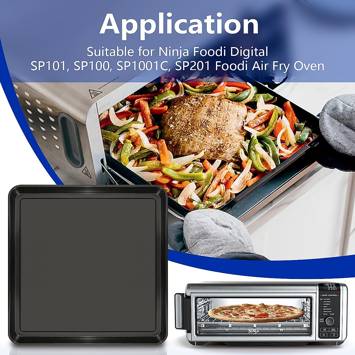 2 Pack 13" × 13" Professional Baking Sheet, Air Fryer Accessories, Replacement Baking Pan for Ninja SP100, SP101, SP1001C, SP201 Foodi Air Fry Oven, Nonstick Sheet Pan for Foodi 8-in-1 Air Fry Oven