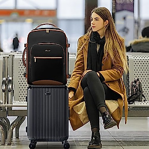 LOVEVOOK 40L Large Travel Backpack for Women, 17 Inch Carry on Backpack for Traveling on Airplane, Personal Item Travel Bag Airline Approved, Business Causal Weekender Backpack, Black