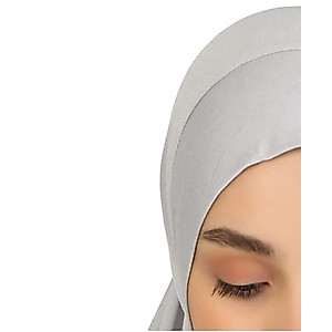 Prien Plain Ready To Wear Hijab for Women, Muslim Instant Turbans, Soft Jersey Scarf, Islamic Clothes, Long Hijabs, Abaya (Grey)
