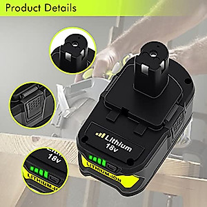 2Packs 6.0Ah 18V P108 Replacement for Ryobi 18V Battery Compatible with Ryobi 18 Volt Battery Lithium ion P102 P103 P104 P105 P107 P108 P109 P122 for Ryobi Battery Cordless Tool (with Indicator)
