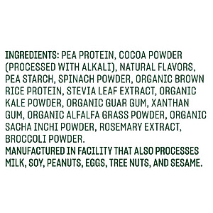 Vega Protein and Greens Protein Powder, Chocolate - 20g Plant Based Protein Plus Veggies, Vegan, Non GMO, Pea Protein for Women and Men, 1.2 lbs (Packaging May Vary)