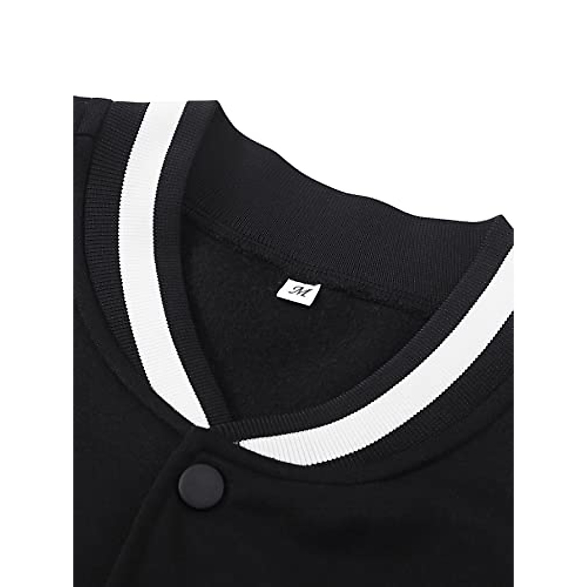 SOLY HUX Men's Varsity Jacket Letter Print Color Block Long Sleeve Baseball Jacket Bomber Coat Black and White M