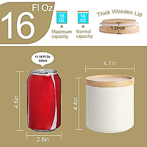 Sweejar Kitchen Canisters Ceramic Food Storage Jar, Stackable Containers with Airtight Seal Wooden Lid for Serving Ground Coffee, Tea, Sugar, Salt and More - 16 Fl Oz (Gray)