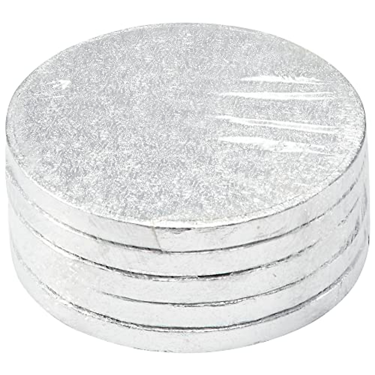 DecoPac Round Cake Drum, Pack of 5, 6", Silver