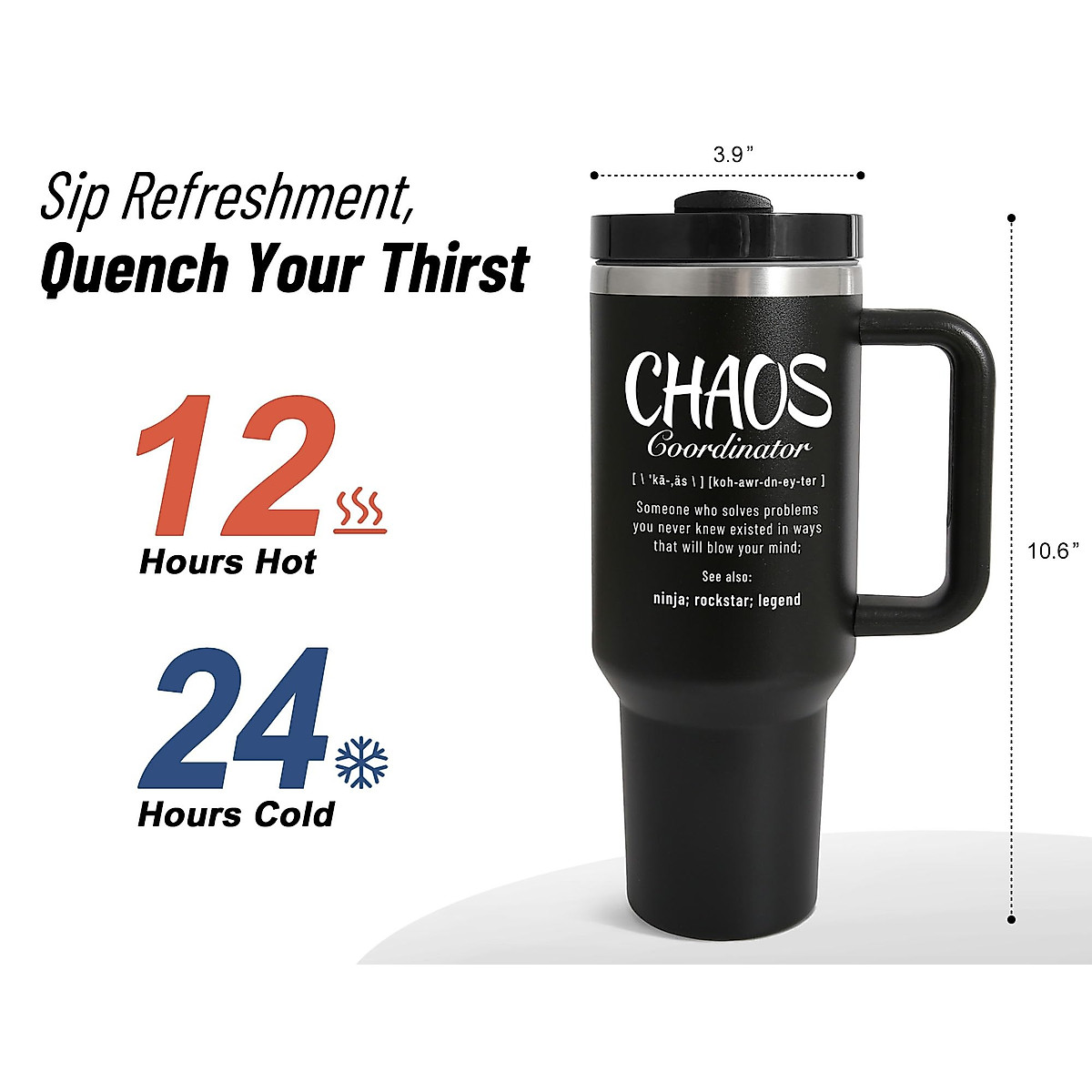 DLOCCOLD Thank You Gifts for Women, Chaos Coordinator Tumbler, Boss Lady Gifts for Women, Coworker, Mom, Manager, Teacher, Nurse, Birthday, Administrative Professional Day Gifts, 40oz Tumbler, Black