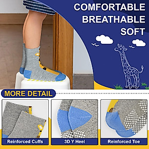 HYCLES Toddler Non-Skid Grips Socks 12 Pairs Baby Kids Sticky Slipper Cotton Crew Socks 1-3 Years Children/Boy/Girl