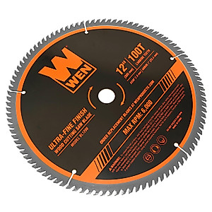 WEN BL1200 12-Inch 100-Tooth Carbide-Tipped Ultra-Fine Finish Professional Woodworking Saw Blade for Miter Saws and Table Saws, Silver