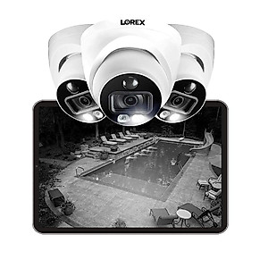Lorex C861XC-E 4K Ultra HD Active Deterrence Dome Analog Security Camera, 135ft Night Vision, Color Night Vision, Motion-Activated LED Warning Light, IP67,Camera Only, White (Renewed)