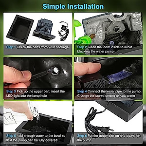 IRONWALLS 3-Tier Desktop Water Fountain Indoor, 11” Relaxation Tabletop Waterfall Fountain with LED Light, Zen Meditation Desk Fountain for Home, Living Room, Bedroom, Office Feng Shui Decor