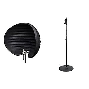 Aston Microphones Halo Portable Microphone Reflection Filter + Gator Frameworks Microphone Stand with 12" Weighted Base (GFW-MIC-1201)