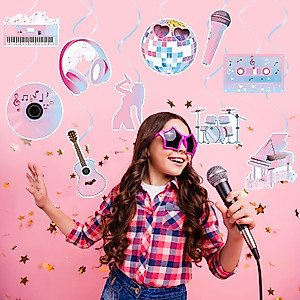 Popular Birthday Party Decorations Music Party Hanging Swirl Guitar Themed Party Decorations for Girls Birthday Fans Celebration Party Supplies