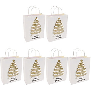 SOLUSTRE 6 Pcs Christmas Gift Bag Paper Gift Pouch Wrapping Bags for Presents Christmas Party Favors Bags Santa Snack Bags Christmas Favor Bags White Card Portable Christmas Utenciles