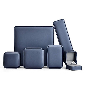 Woodten Blue Round Corner Earrings Gift Box PU Leather Jewelry Earring Gift Packaging Box