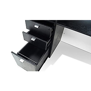 Clinton Modern Reception Desk in Black Oak with White Acrylic Front