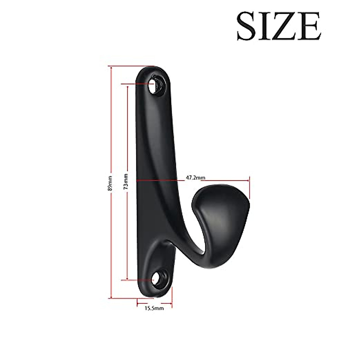 Exxacttorch 4 Pack Single Prong Wall Mounted Hat Towel Bag Hanger, Decorative Art Coat Hooks with Deep Curve, Solid Zinc Alloy Wall Hooks Holder for Keys, Umbrella, Matte Black