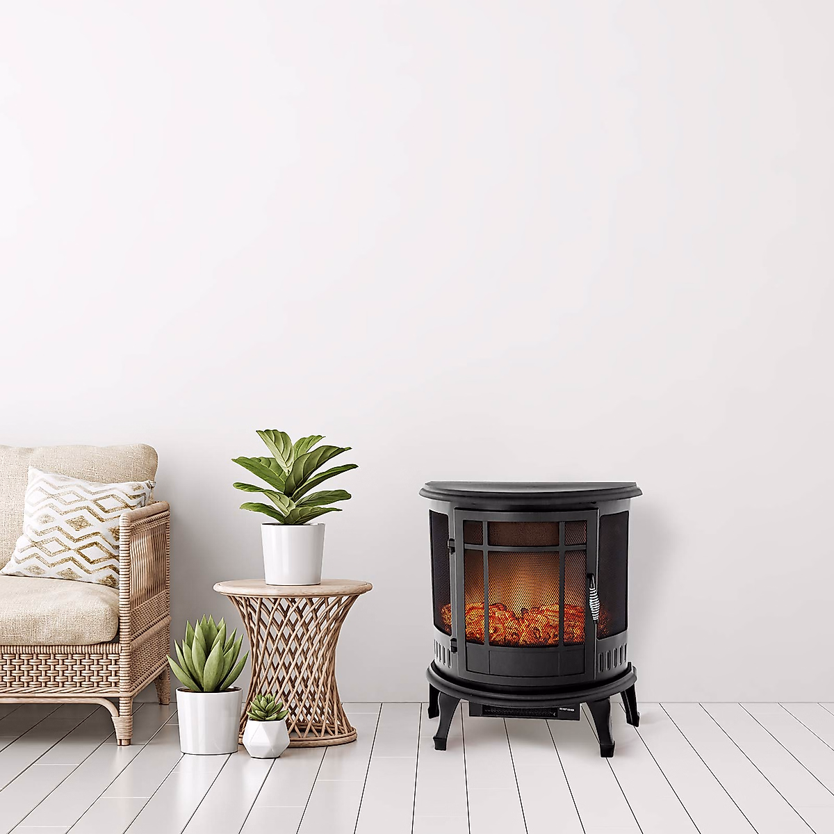 FLAME&SHADE Electric Fireplace Stove for Indoor use, 25 inch Portable Freestanding Space Heater with Remote