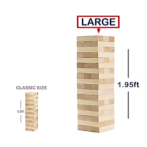 JST GAMEZ Outdoor Games Giant Tower Game Stacking Backyard Game Start from 2Ft to Over 4.2Ft Includes Customized Scoreboard and Carrying Case