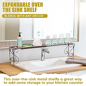 Kovot Expandable Over The Sink Shelf Extends in length from 24.5" to 40.75" | Add additional storage for soaps, cleansers, sponges and more 8.5" H x 5.75" D (Bronze)