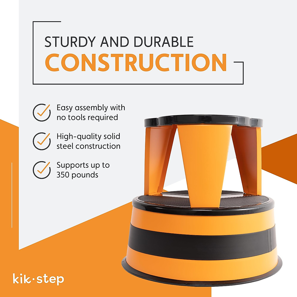Cramer Kik Step Steel Step Stool - Two Step Stool, Holds 350 lbs (Orange)