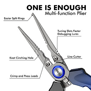 TRUSCEND Lockable Handy Fishing Pliers with Innovative Ergonomic Handle, Saltwater Corrosion Resistant Teflon Coated Fishing Tool, Multi-Function Fishing Gear with Mo-V Cutter, Amazing Fishing Gift