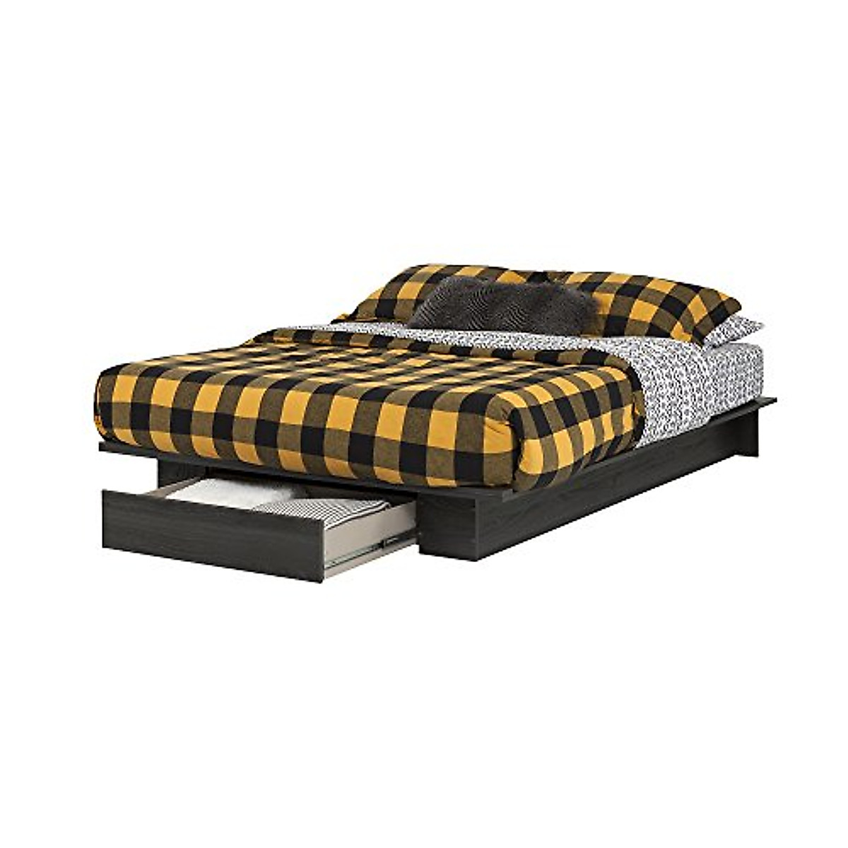 South Shore 54"/60'' Holland Platform Bed with drawer, Full/Queen, Gray Oak
