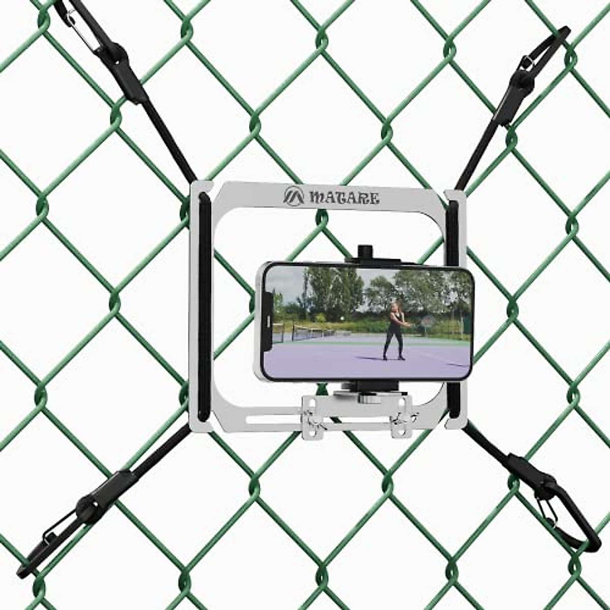 Cell Phone Fence Mount for iPhone, Mevo Start, Phones, GoPro and Other Action Cameras, to a Chain Link Fence for Recording Baseball,Softball and Tennis Games
