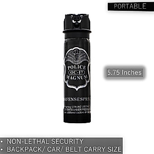 POLICE MAGNUM Pepper Spray Self Defense- Max Strength Portable Canister-Made in The USA - 4 Ounce Flip Top (Stream)