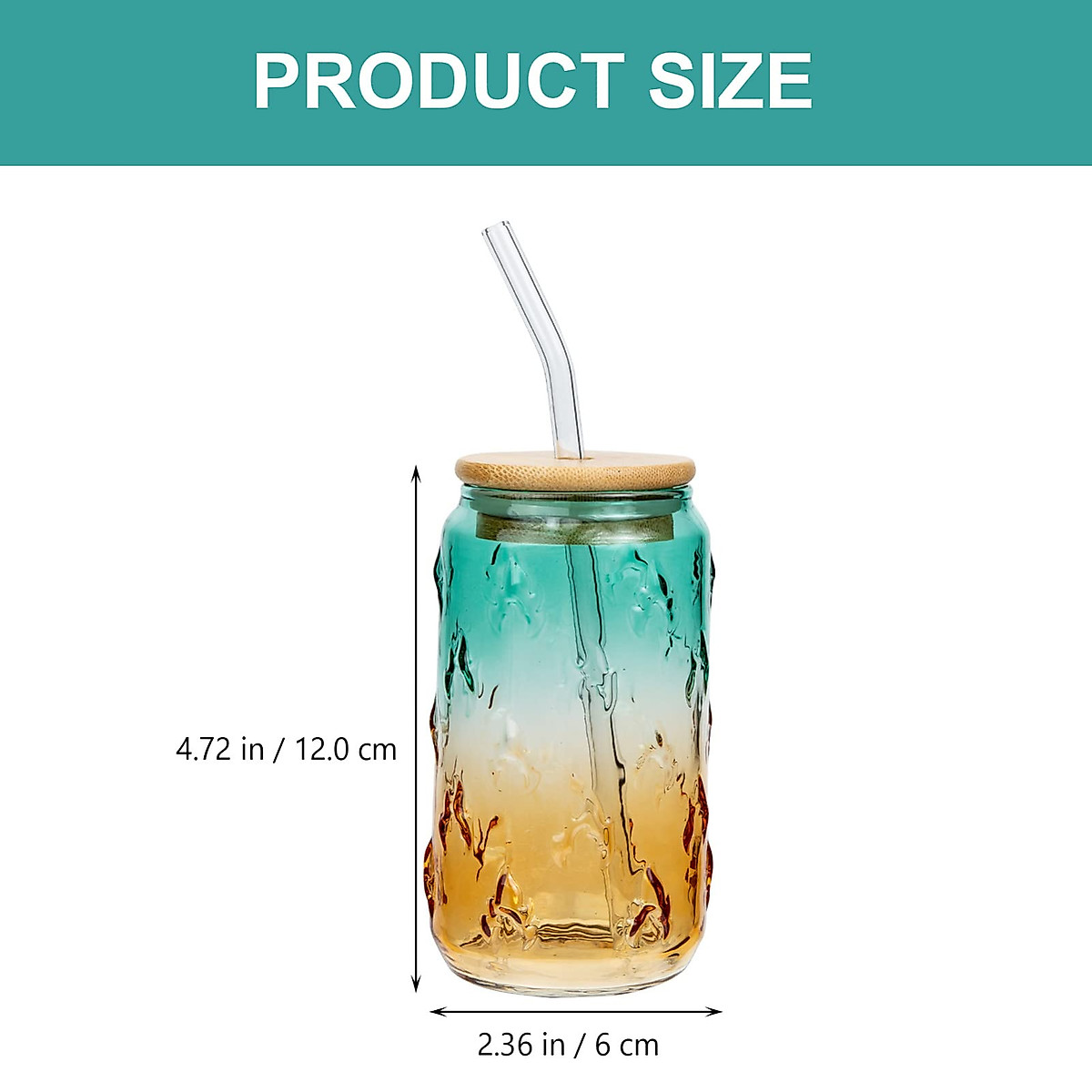 Hemoton Drinking Cup Glass Cups Water Cups Drinking Glasses with Bamboo Lids and - 12oz (350ml) Can Shaped Cups, Beer Glasses, Iced Coffee Glasses (Orange) Cold Drink Cups Flutes