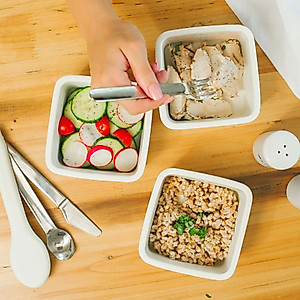 Uba Portion Control Containers Set (PORCELAIN) for Diet Meal Prep & Storage (3 Pack)