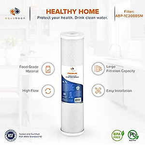 Aquaboon Universal Fit Whole House 5 Micron 20 x 4.5 inch Cartridge | Premium Coconut Shell Water Filter Cartridge | Activated Carbon Block CTO | Compatible with CB-45-2005, EP-20BB - 1 Pack