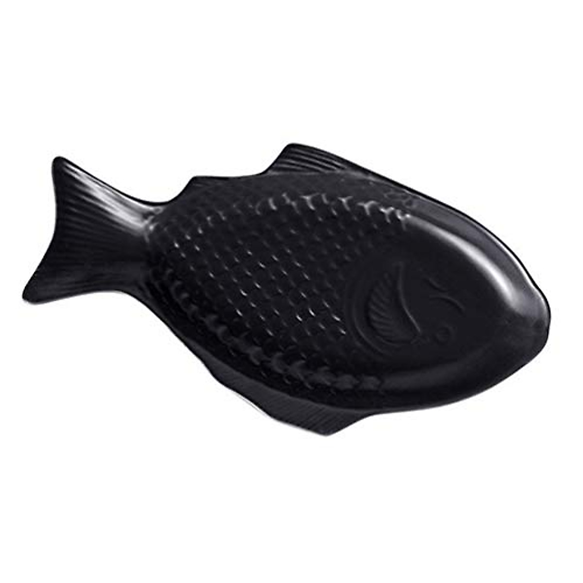 DOITOOL Ceramic Plate Fish Shaped Plate Fish Dish Porcelain Serving Platter Decorative Snack Storage Platter for Home Kitchen Black