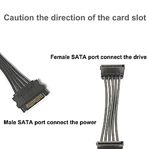 OHKIKOME SATA Power Splitter Cable 19.7 in (500 mm) - 15 Pin SATA 1 Male to 5 Female Power Splitter Adapter Cable Powers up to 5 HDD, SSD, Optical Drives (1, Black)