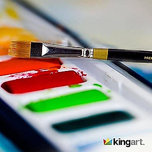 KINGART Original Gold 9120-1/8 Flat Rake Series Premium Golden Taklon Multimedia Artist Brushes