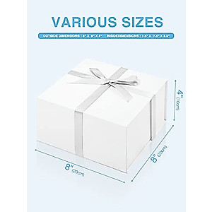 MESHA 8X8X4 Magnetic Gift Box,1PC Gift Box Magnetic Closure,White Gift Boxes with Lids for Keepsakes Jewelry Photography Coffee Mugs Home Ogranization