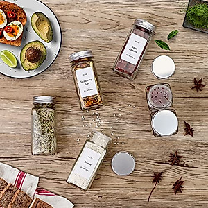 KitHero Spice Drawer Organizer with 24 Spice Jars and 216 Labels,Non-slip Rubber, Bamboo 4 Tier Spice Racks Tray Seasoning Containers for Kitchen Drawers,Cabinets,Countertops,13" Wide * 15.8" Deep