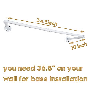 AddGrace 2 Pack Clothes Rack White Wall Mounted Industrial Pipe Clothing Rack for Hanging Clothes Multi-Purpose Garment Bar for Wardrobe and Laundry Room