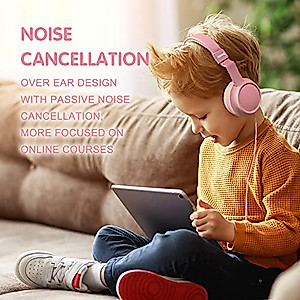 MIDOLA Kids Headphone Wired Over Ear Foldable Noise Protection Light Stereo Headset with Inline Cable AUX 3.5mm Mic for Young Boy Girl Child Travel School Pad Notebook Laptop Tablet Blue