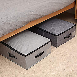AMJ Extra Length Under Bed Storage Organization Containers for Shoes, Clothing, Bedding, 35.5 x 16.5 x 7“, Black Gray