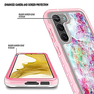 NZND Compatible with Samsung Galaxy S23 Plus Case with [Built-in Screen Protector], Full-Body Protective Shockproof Rugged Bumper Cover, Impact Resist Durable Phone Case (Marble Designed Fantasy)