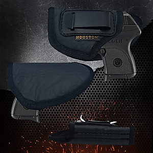 IWB Gun Holster by Houston - ECO Leather Concealed Carry Soft Material | Suede Interior for Maximum Protection | Fits: Most Small 380, Keltec, Ruger LCP, Diamond Back, Small 25 & 22 Cal (CHP-71A-LH)