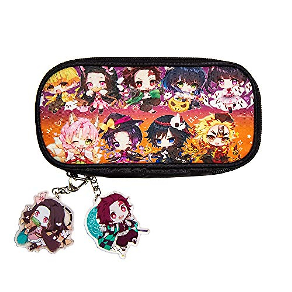 Anime Demon Slayer Pencil Case,Kids Durable Japanese Character Poster Pencil Holder,Classic Pencil Organizer for College Office School Supplies(B)