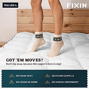 Texas Linen Co. Full Cooling Mattress Topper, Pillow-Top Optimum Thickness, Soft 100% Cotton Fabric, Breathable & Plush Quilted Down-Like Fill, Snug Deep Pocket fit White