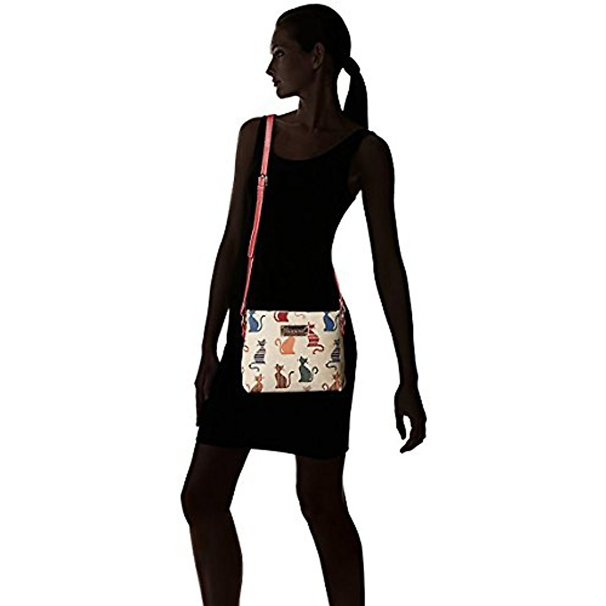 Signare Tapestry Crossbody Purse Small Shoulder Bag for Women with Cheeky Cat Design (XB02-CHEKY)