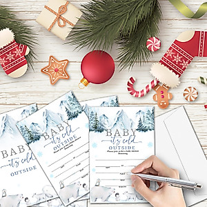 TIRYWT Winter Animal Baby Shower Invitations with Envelopes(25-Pack), 4"x6" Double-Sided Party Invites, Baby It's Cold Outside Gender Neutral Baby Shower Party Decorations Supplies Favors - E01