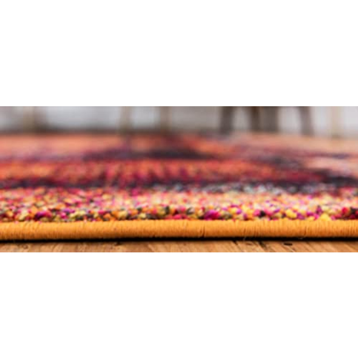 Unique Loom Estrella Collection Rustic, Distressed, Modern, Abstract Area Rug, 5 ft x 8 ft, Orange/Black