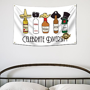 Celebrate Diversity Flag For Room Guys,3x5 ft Banner,Funny Poster Durable Man Cave Wall Flag with 4 Brass Grommets for College Dorm Room Decor,Outdoor Party