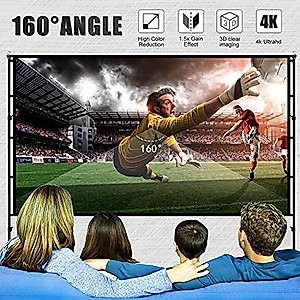 Projector Screen with Stand 150inch Portable Projection Screen 16:9 4K HD Rear Front Projections Movies Screen for Indoor Outdoor Home Theater Backyard Cinema Trave (150 inch)