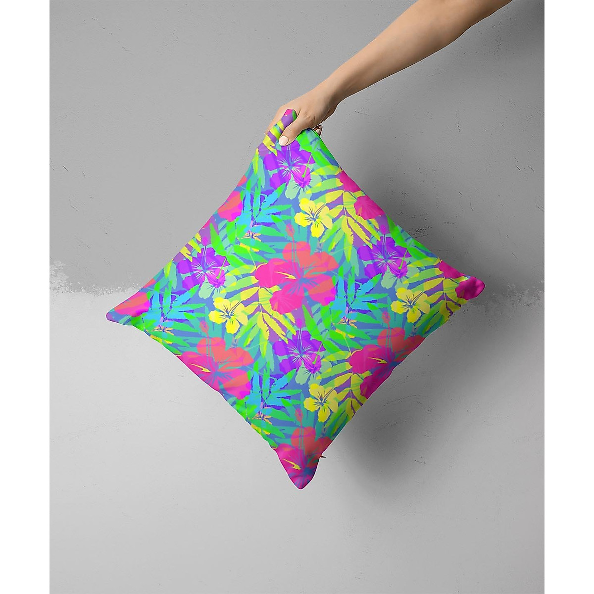 iiRov Summer Design Ink-Fuzed Decorative Throw Pillow - Tropical Fluorescent v1