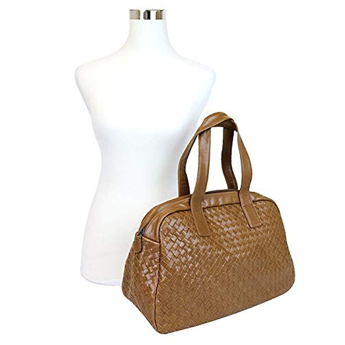 Bottega Veneta Women's Brown Leather Woven Dome Boston Bag